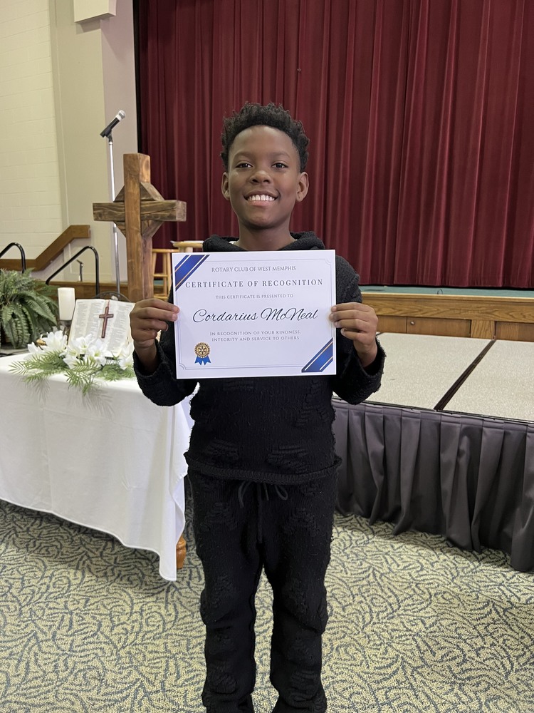 Wonder Junior High Student Recognized by the Rotary of West Memphis ...